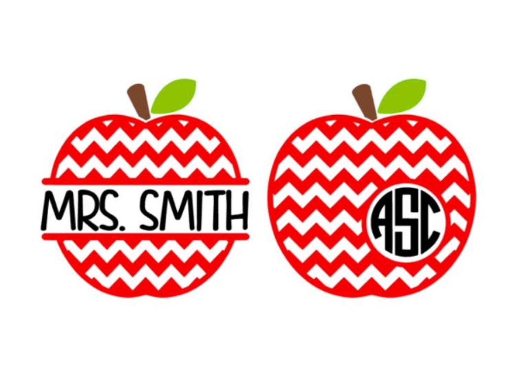 Chevron Apple Monogram Decal Teacher Monogram Decal Tumbler - Etsy