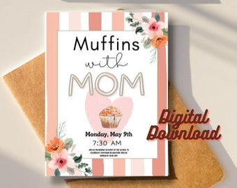 Muffins With Mom Invitation Template Mother's Day Invitation Mother's ...