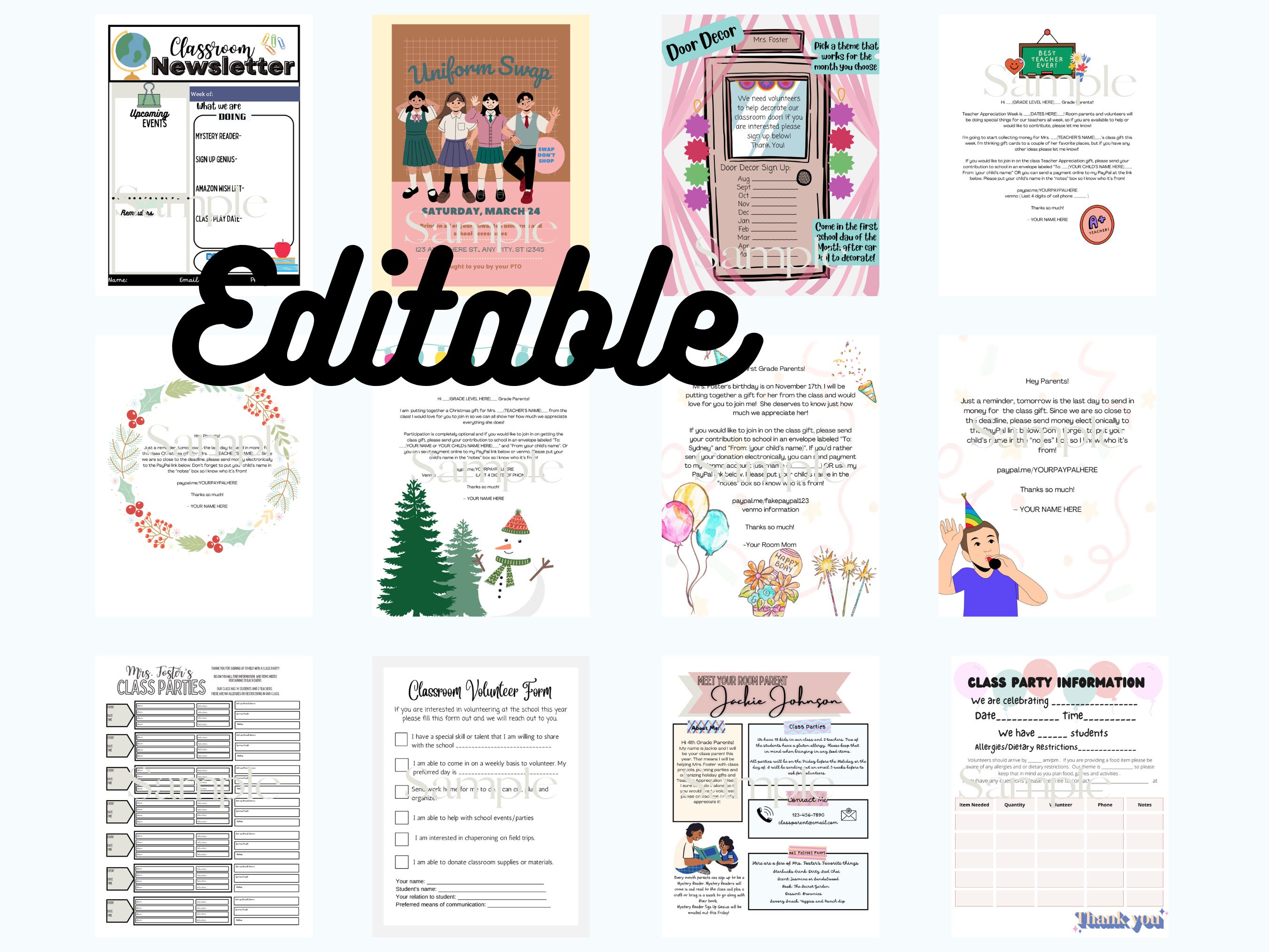 Room Parent Bundle, Class Parent, Class Volunteer, Class Room Party ...