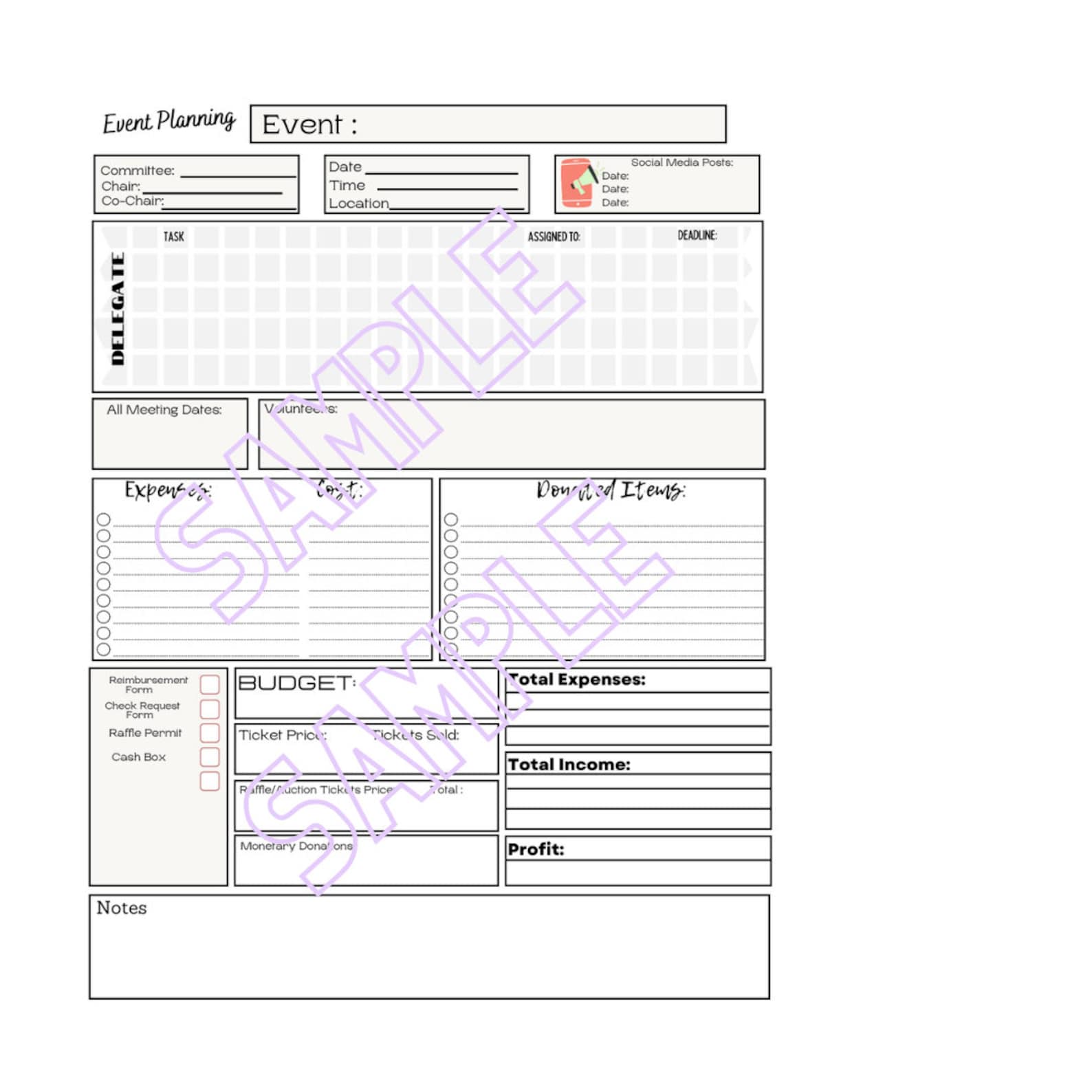 PTO PTA Event Planning and Post Event Review Templates-instant Download ...