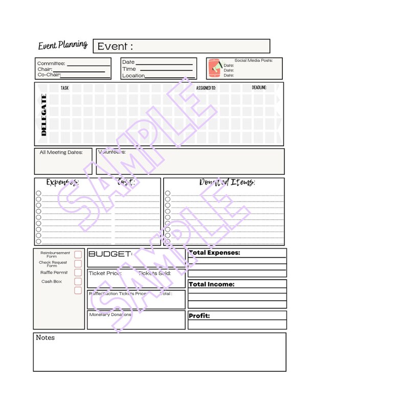 PTO PTA Event Planning and Post Event Review Templates-instant Download ...