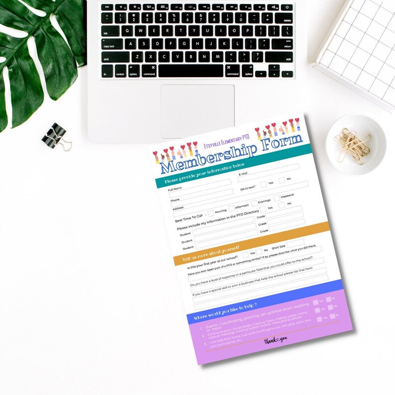 PTO PTA Membership Form Template-editable, Instant Digital Download - Etsy