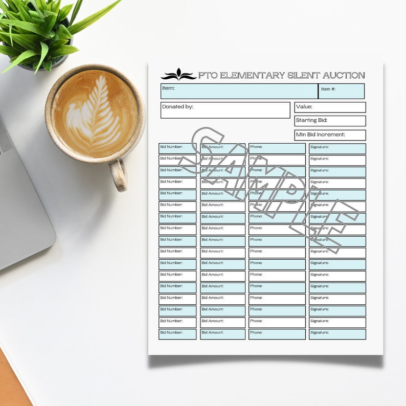 PTO PTA Silent Auction Bundle- Instant Download Editable - Etsy