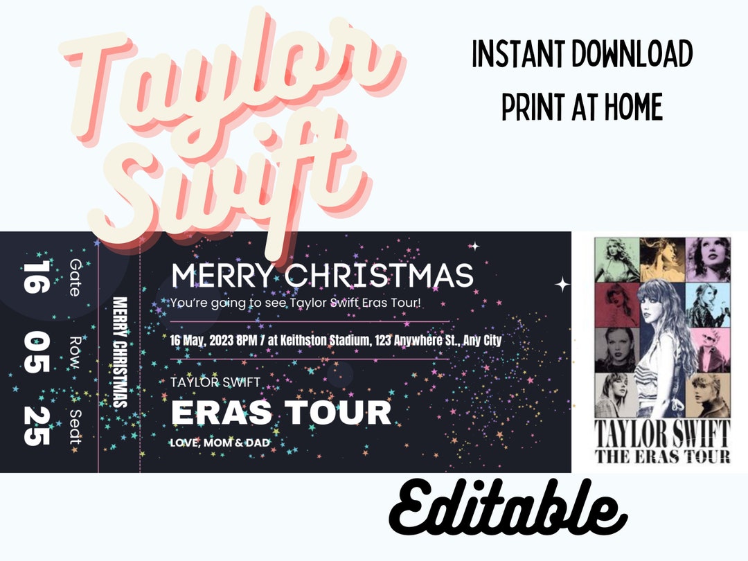Taylor Swift Eras Tour Gift Ticket Template, Taylor Nation, Taylor ...