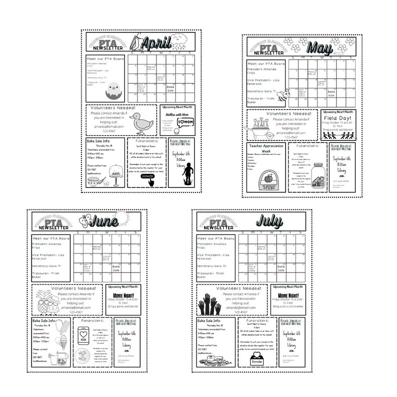 PTO PTA Newsletter- Digital Download, Editable - Etsy