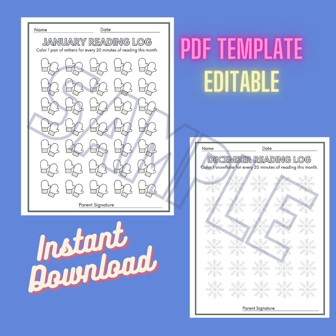 One Year of Reading Logs- Instant Download, Editable - Etsy
