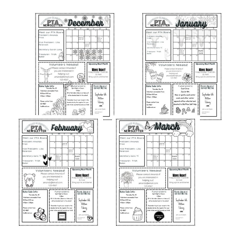 PTO PTA Newsletter Digital Download Editable - Etsy