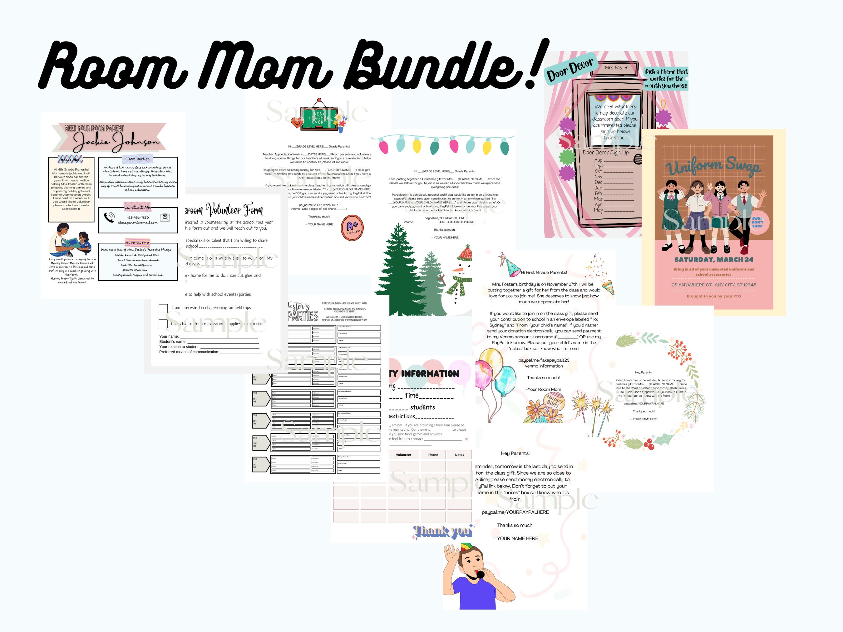 Room Parent Bundle, Class Parent, Class Volunteer, Class Room Party ...