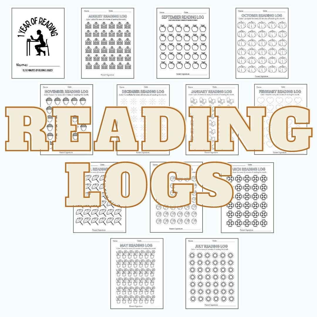 One Year of Reading Logs- Instant Download, Editable - Etsy