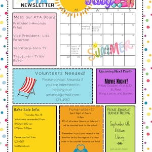 PTO PTA Newsletter-editable, Instant Download - Etsy