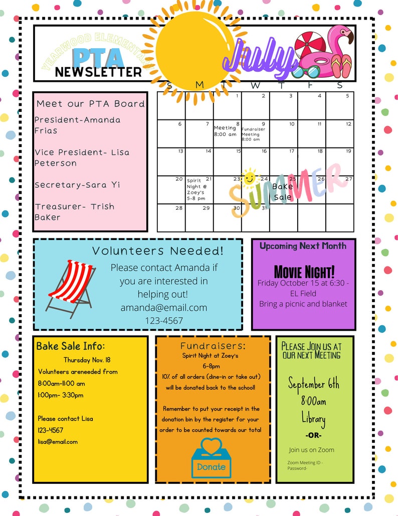 PTO PTA Newsletter-editable, Instant Download - Etsy