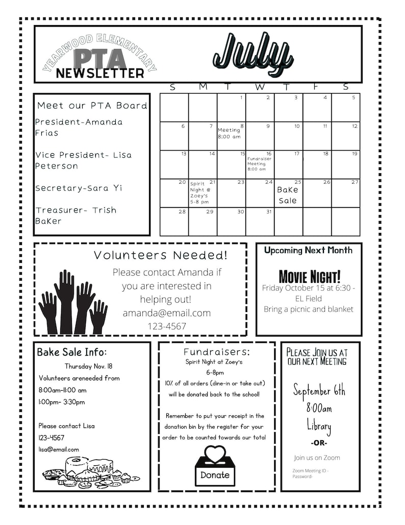 PTO PTA Newsletter Digital Download Editable - Etsy