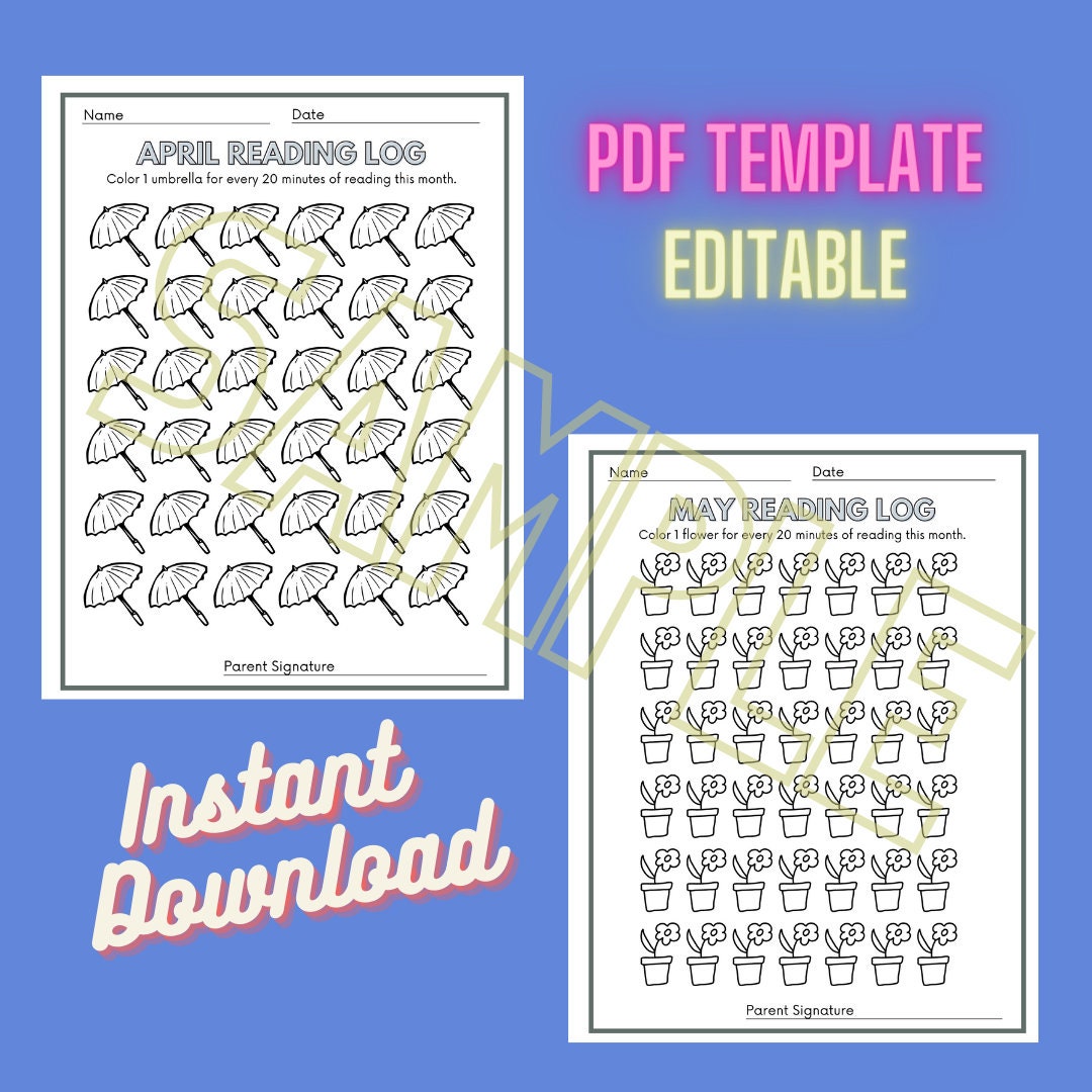 One Year of Reading Logs- Instant Download, Editable - Etsy