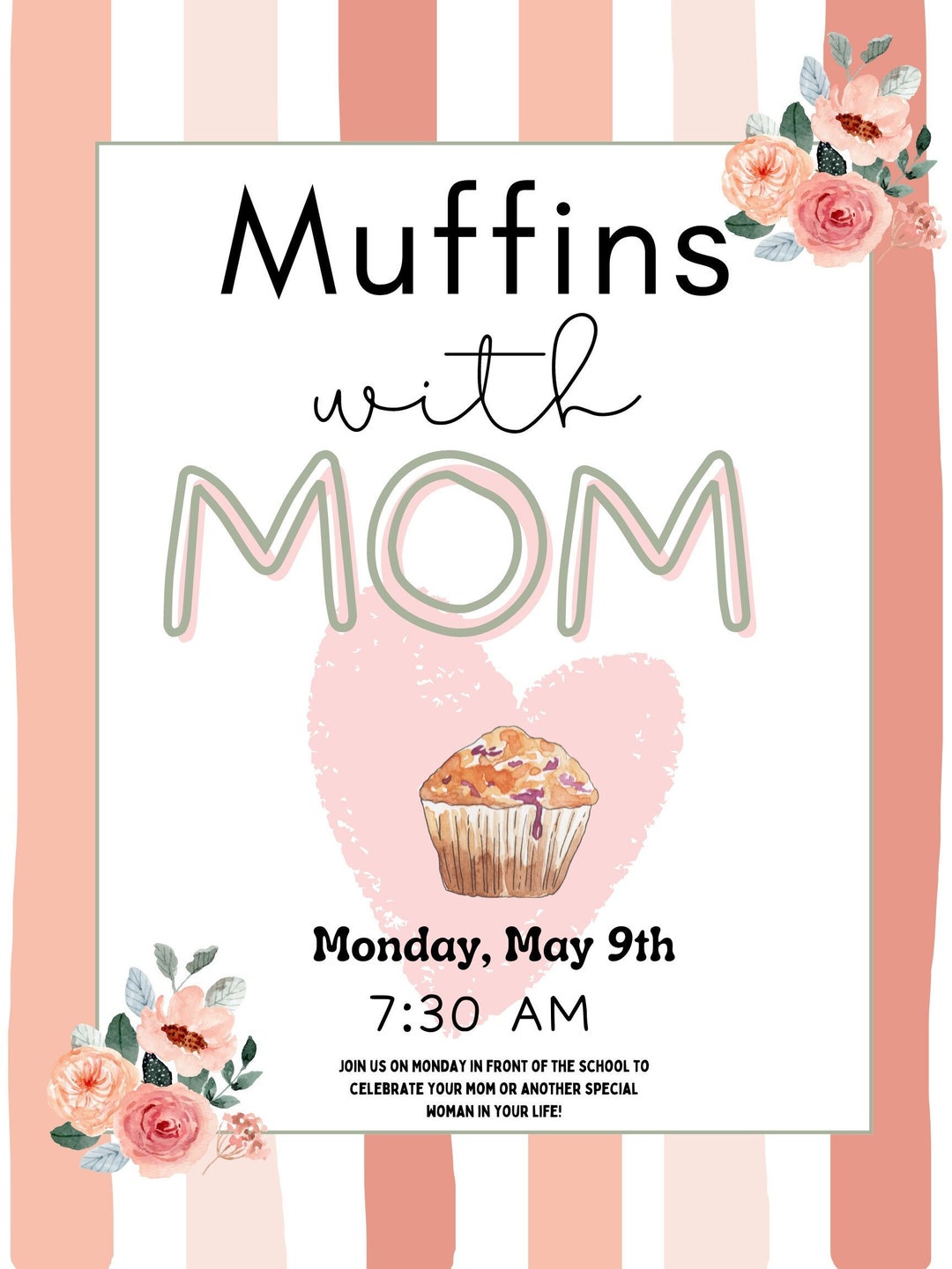 Muffins With Mom Poster With 4 per Sheet Handout for Printing-instant ...