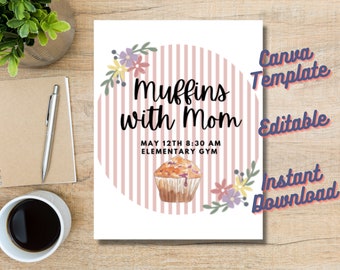 Muffins With Mom Flyer, Made to Order, Invitation, Printable PTA Flyer ...