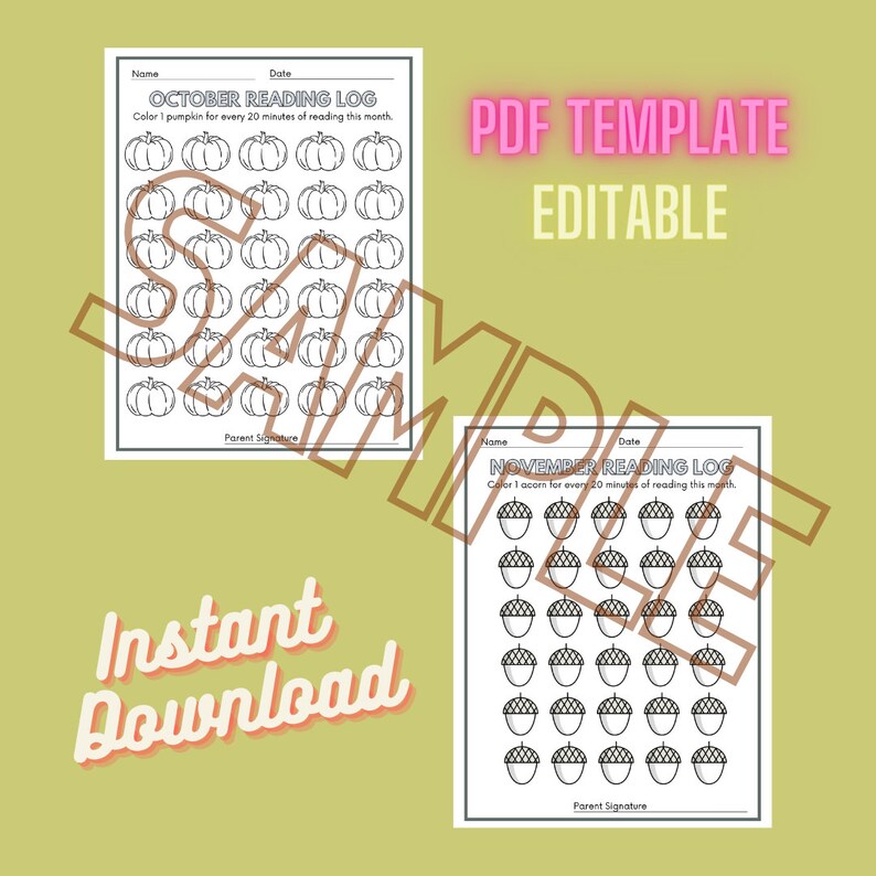 One Year of Reading Logs- Instant Download, Editable - Etsy