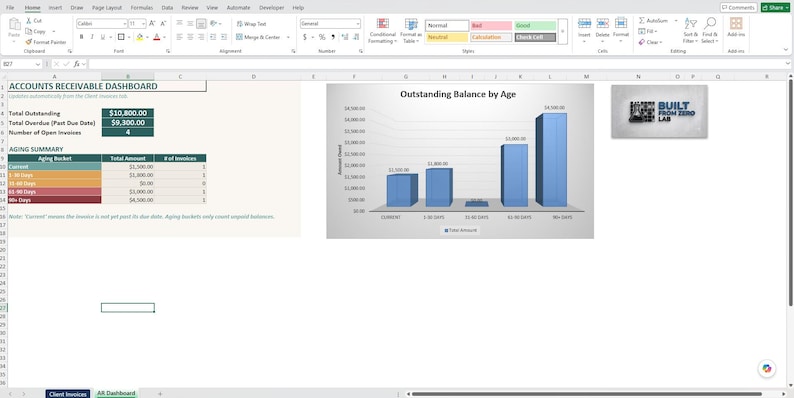 Accounts Receivable Aging Tracker | Excel Template | Client Invoice ...