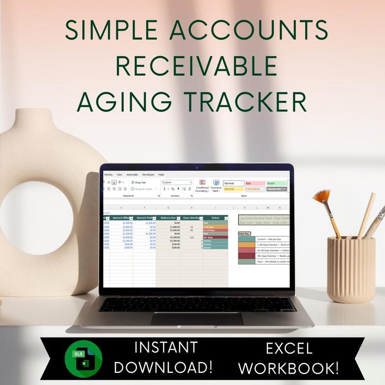 Accounts Receivable Aging Tracker | Excel Template | Client Invoice ...