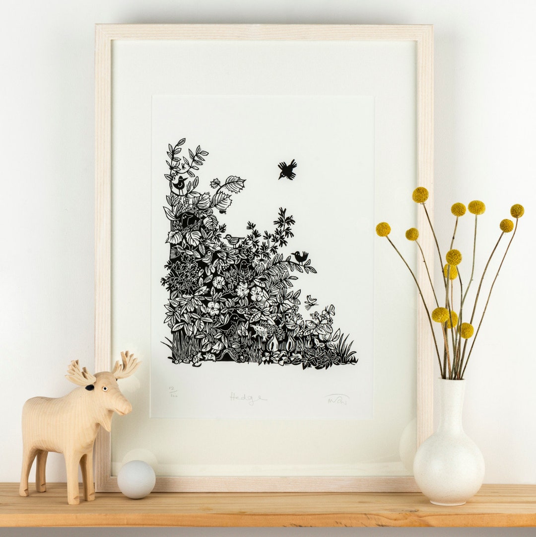 Hedge - Lino Cut Print - Etsy