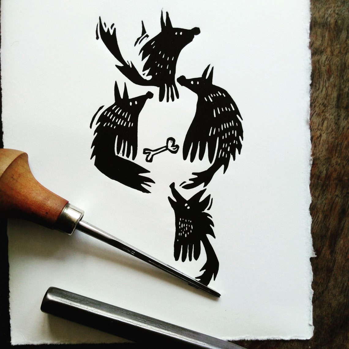 Wolf Nursery School - Lino Cut Print - Etsy