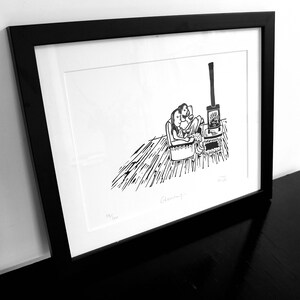 Glowing - Lino Cut Handmade Print - Fireside, Original Print, Wedding ...