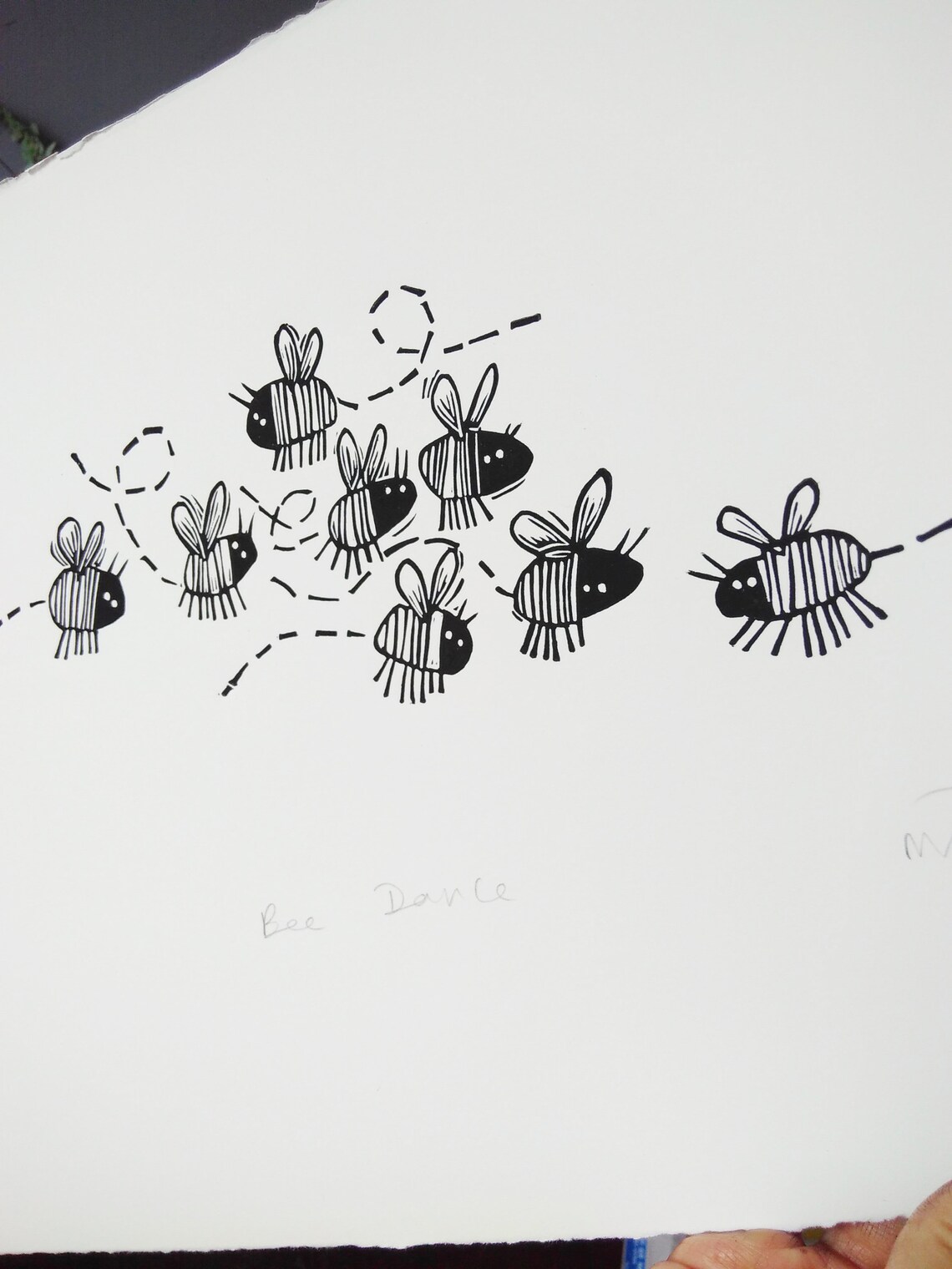 Bee Dance Lino Cut Print | Etsy