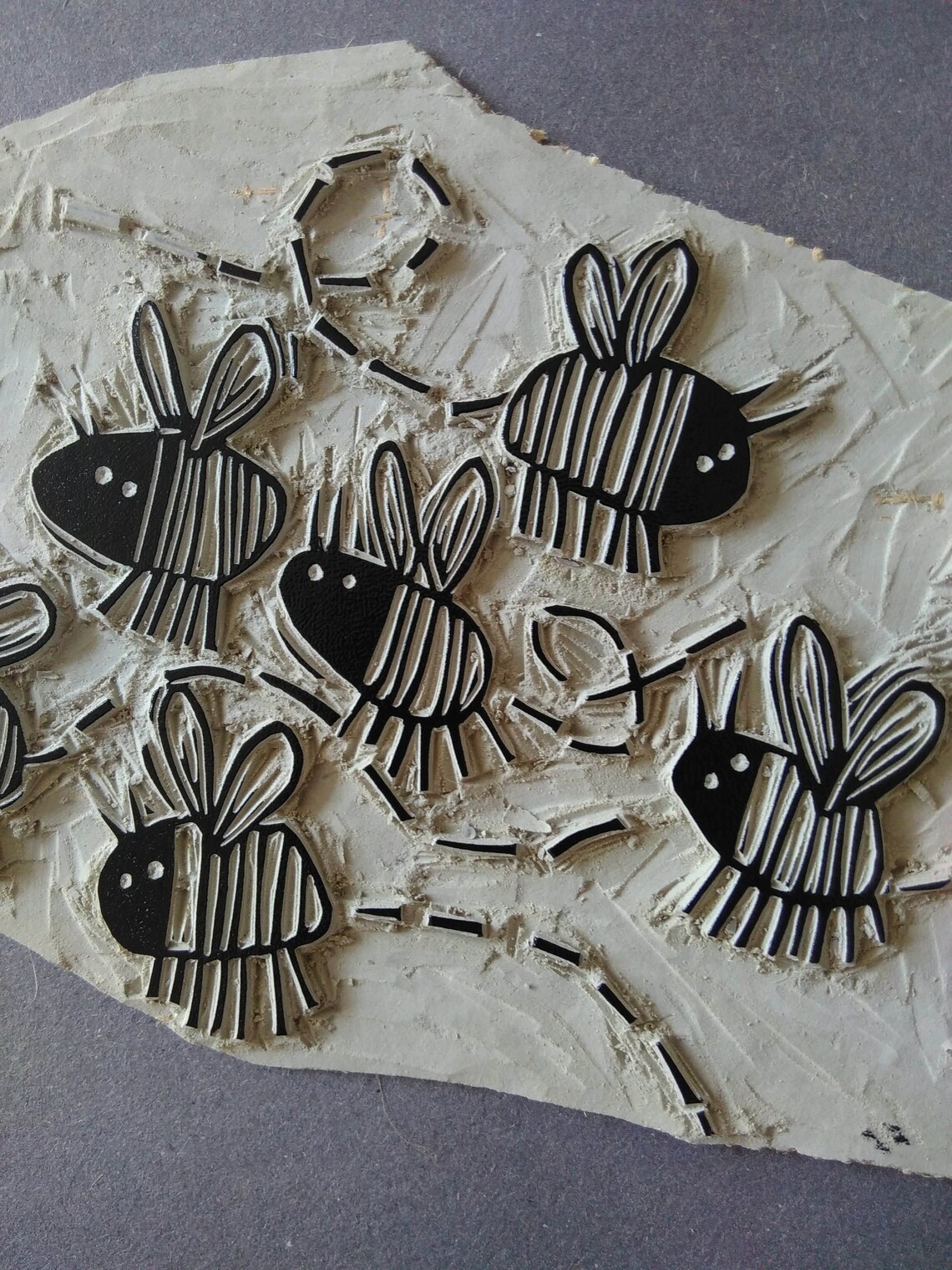 Bee Dance Lino Cut Print | Etsy