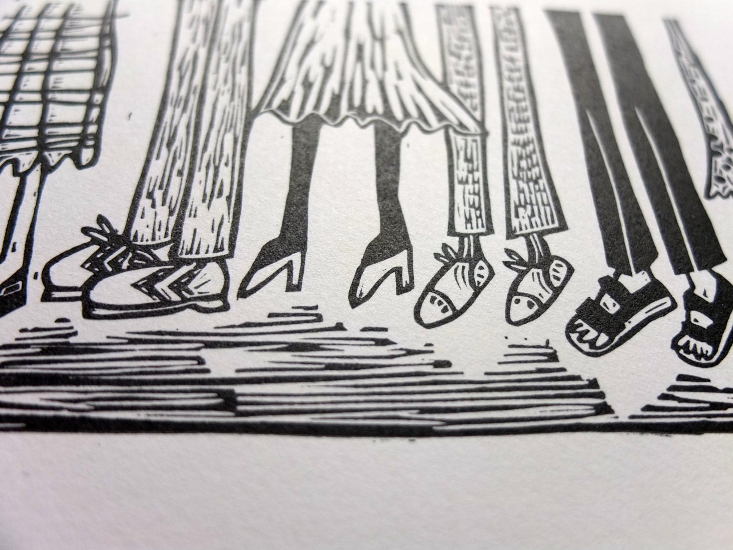 Feet in Shoes - Lino Print, Handmade, Original Art, Lino Cut ...