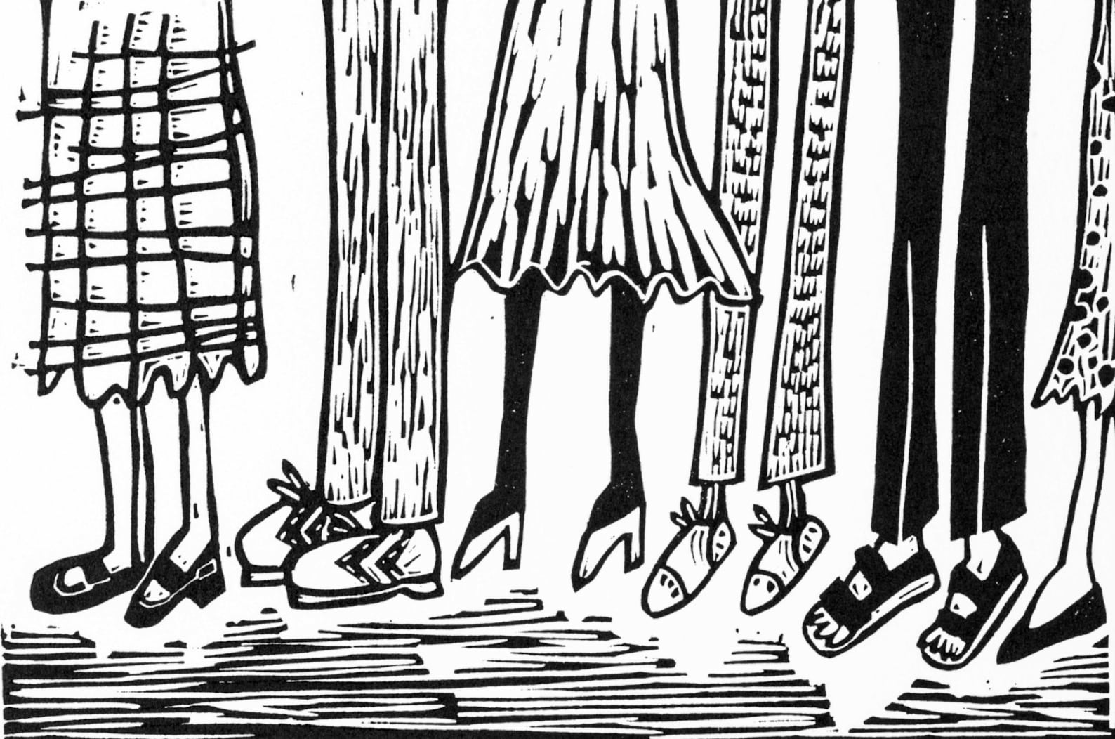 Feet in Shoes - Lino Print, Handmade, Original Art, Lino Cut ...