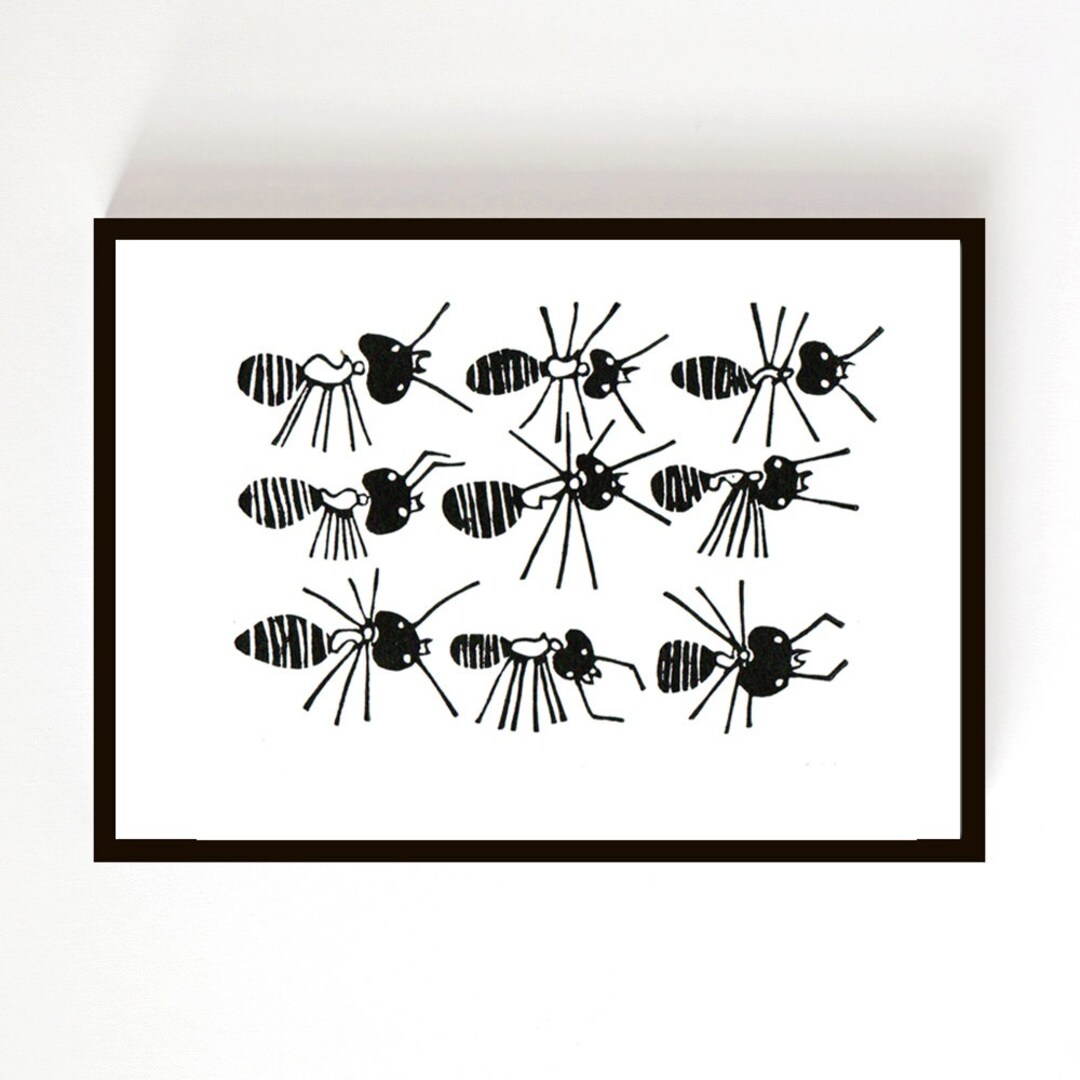 Lino Print - Ants, Ant Art, Lino Print, Insects, Bugs, Linocut, Mens ...