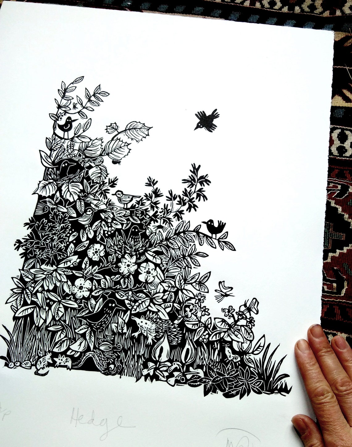 Hedge - Lino Cut Print - Etsy