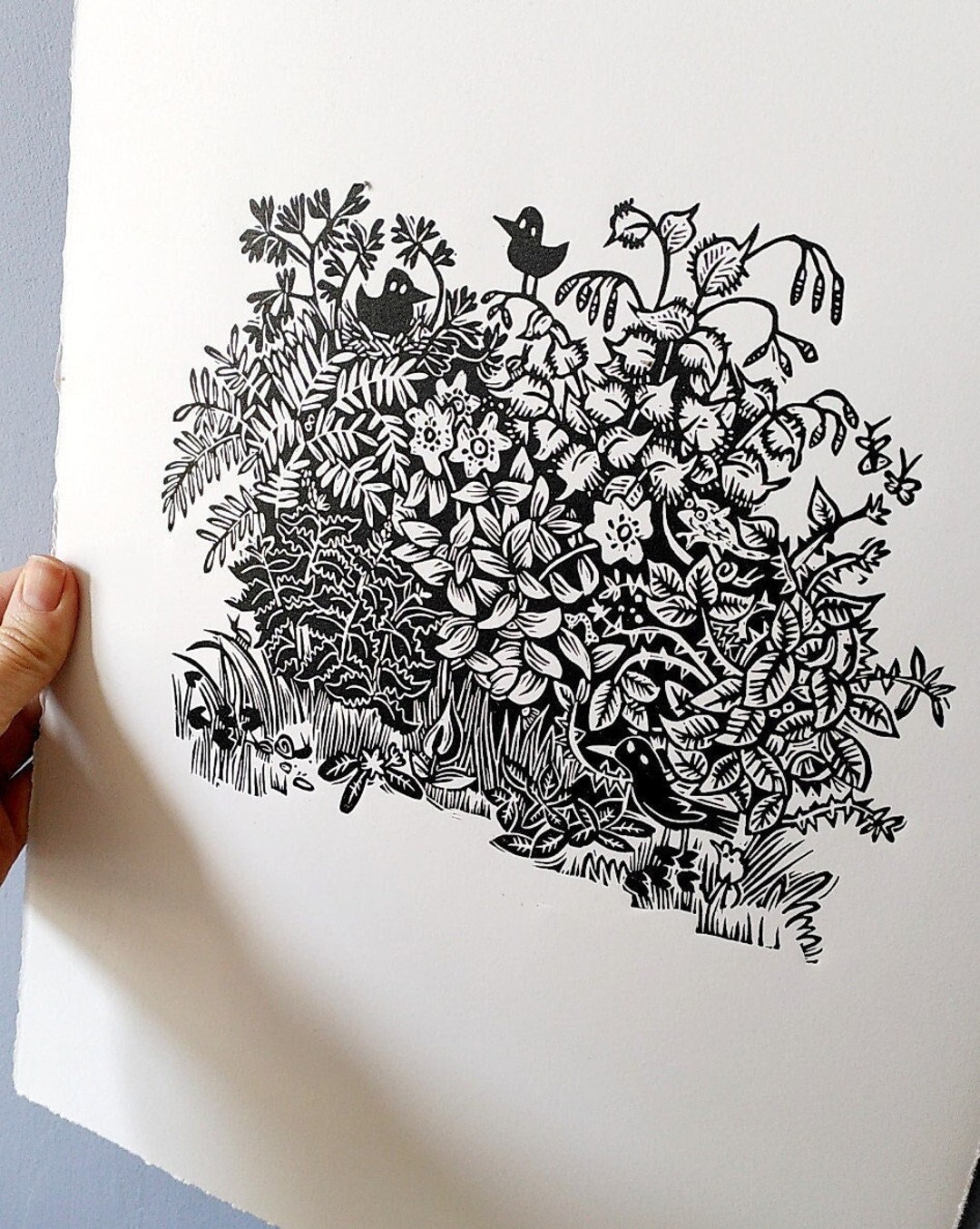 In the Hedge, Nature Art Lino Cut Print - Etsy