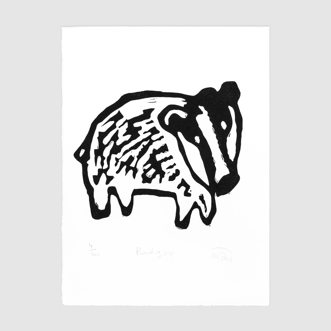 Badger - Lino Cut Print - Etsy
