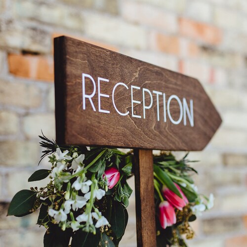 Reception Arrow Sign With Stake Wedding Reception Rustic Wood - Etsy