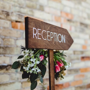 Reception Arrow Sign With Stake, Wedding Reception Rustic Wood Arrow ...