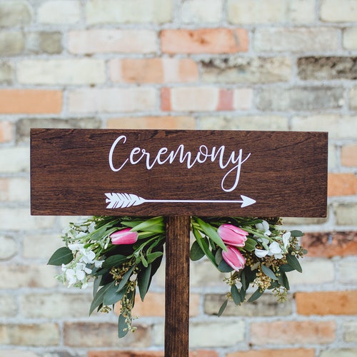 Reception Arrow Sign With Stake Wedding Reception Rustic Wood - Etsy