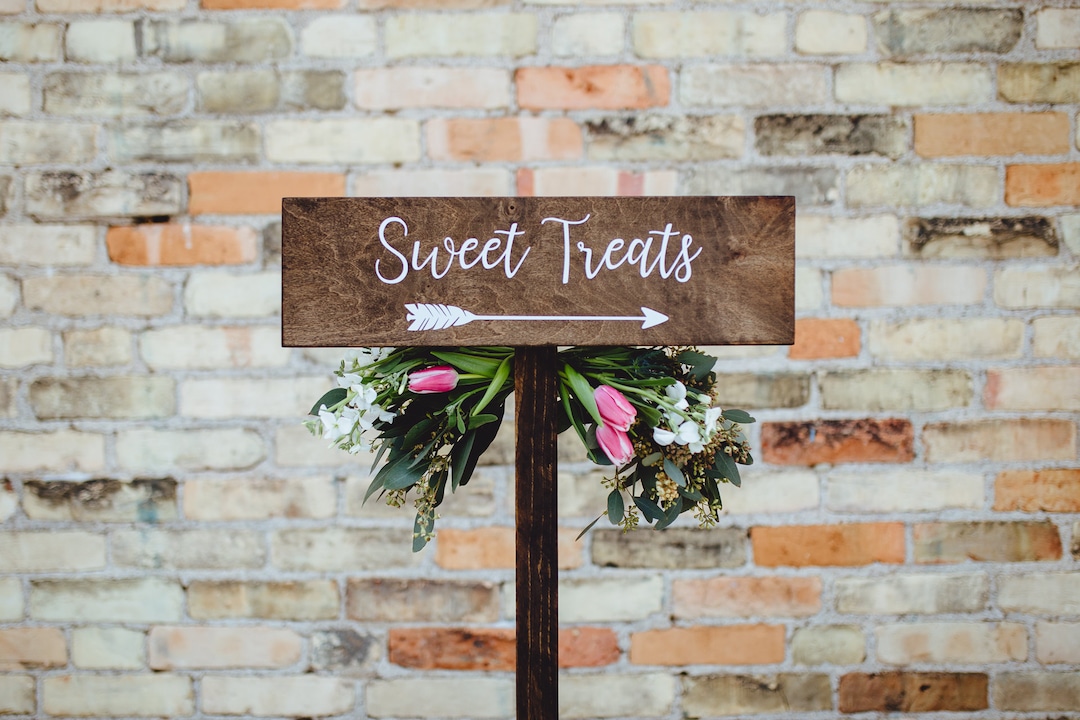 Sweet Treats Directional Arrow Sign, Rustic Woodland Wedding Sign, Wood ...