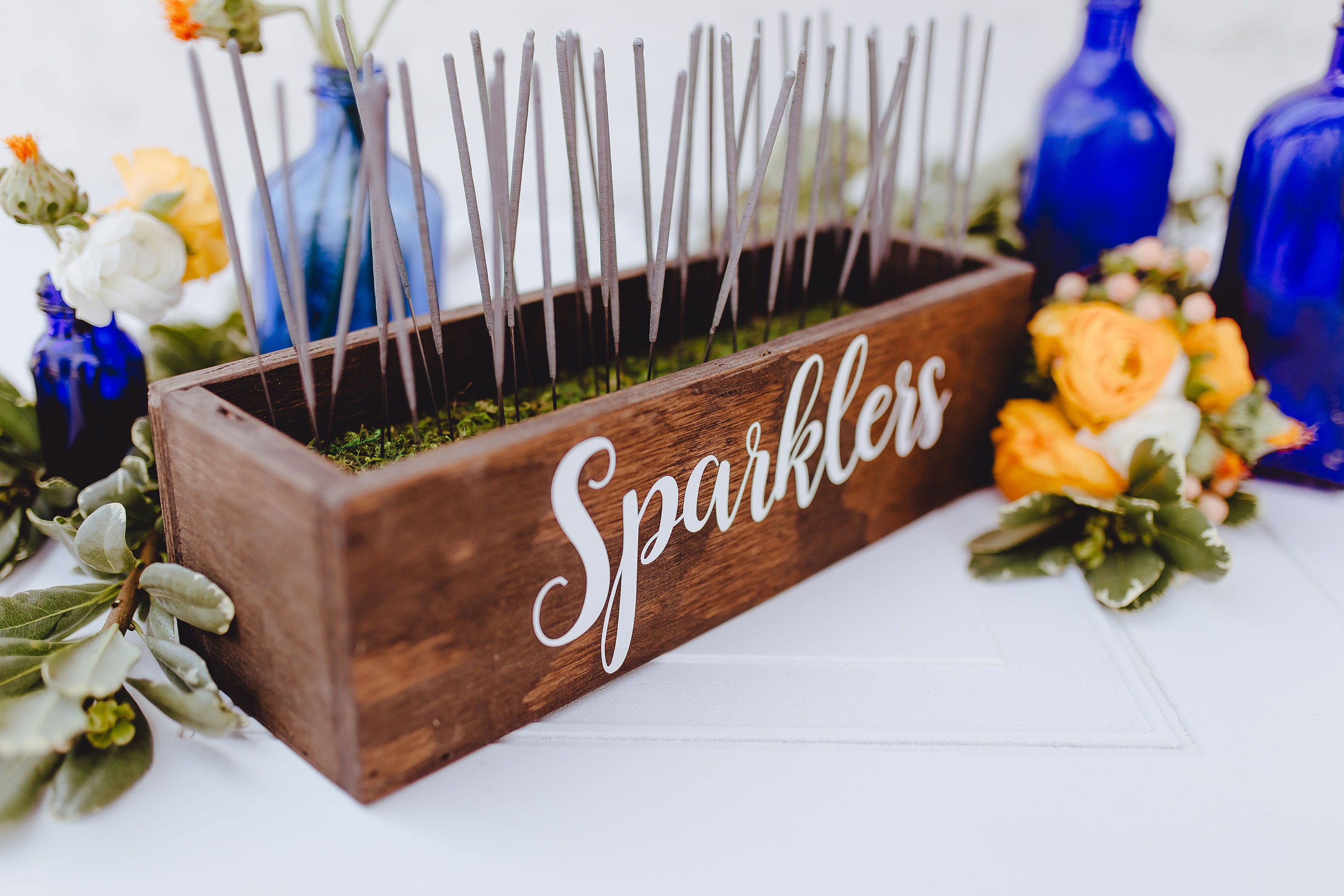 Wedding Sparklers Box Barn Wood Sparklers Moss Box Woodland - Etsy