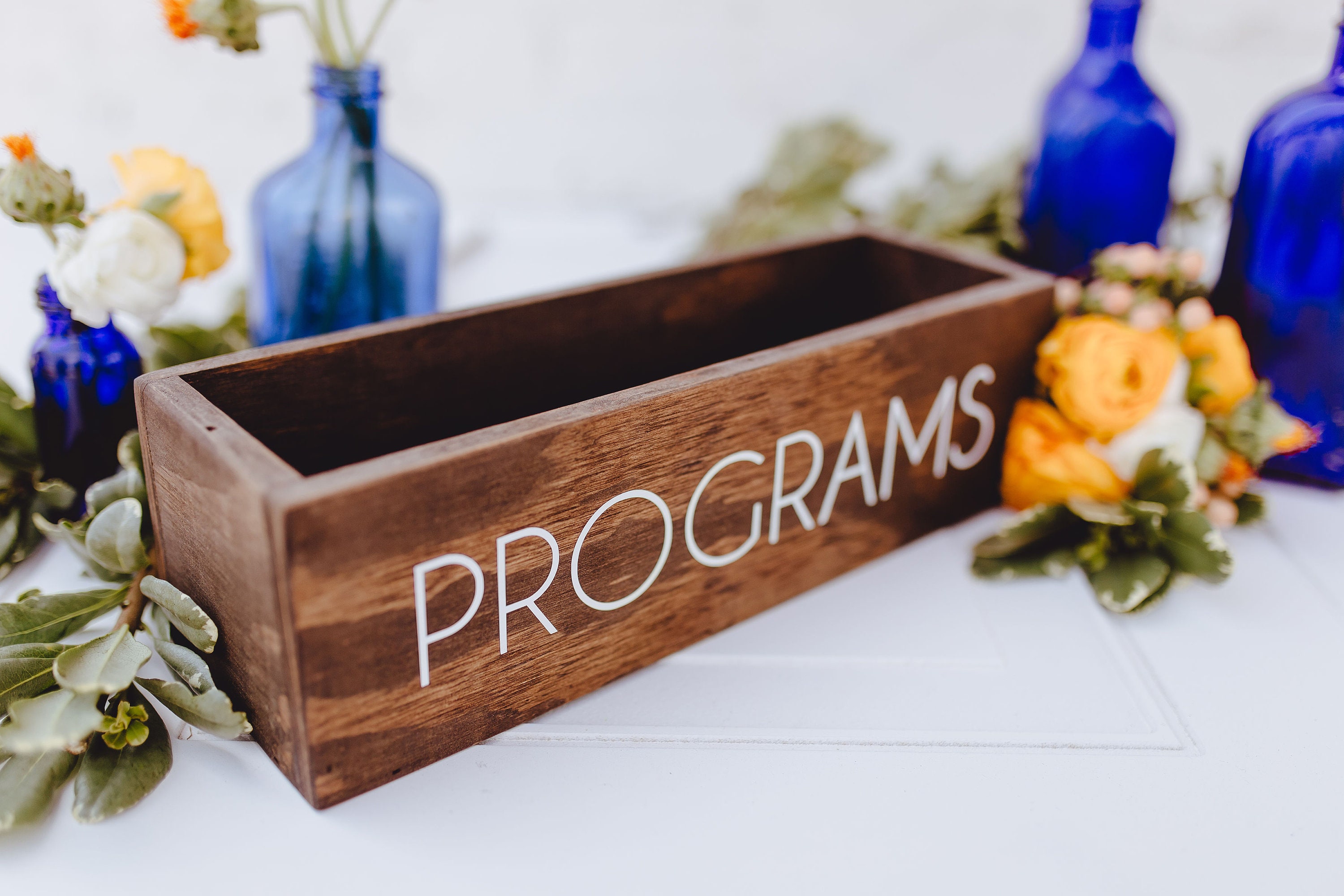 Programs Box, Wood Programs Box, Wood Programs Holder, Wedding Programs ...