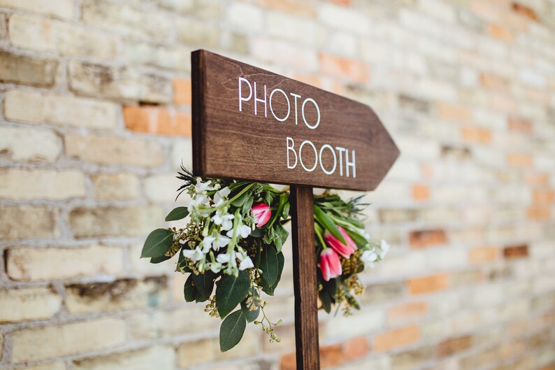 Wedding Photo Booth Directional Arrow Sign Rustic Woodland | Etsy