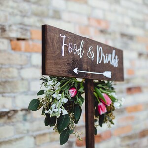 Food and Drinks Directional Arrow Sign With Stake, Wedding Arrow for ...