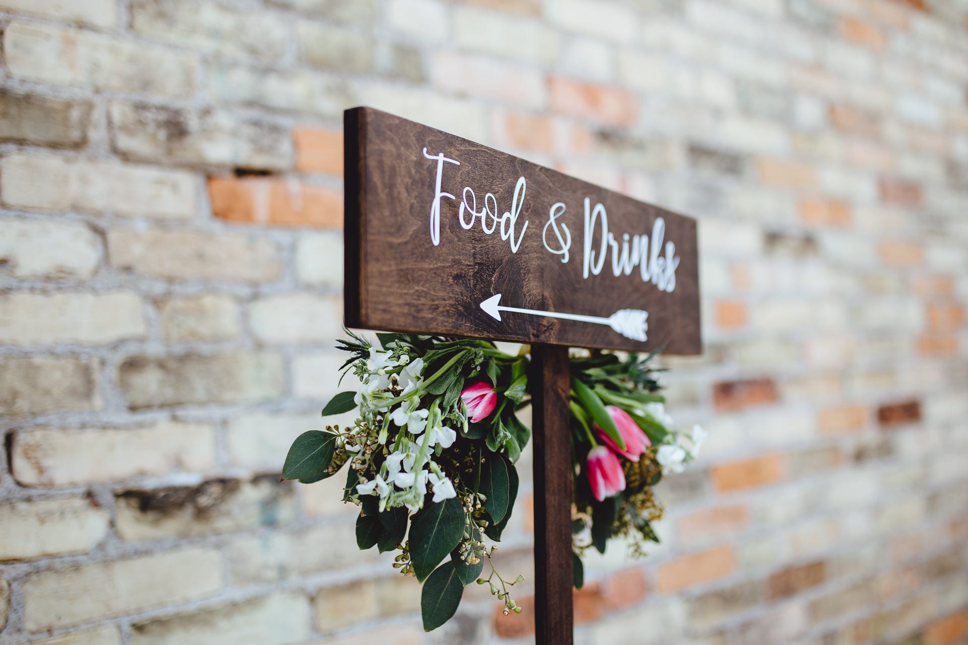 Food and Drinks Directional Arrow Sign with Stake Wedding | Etsy