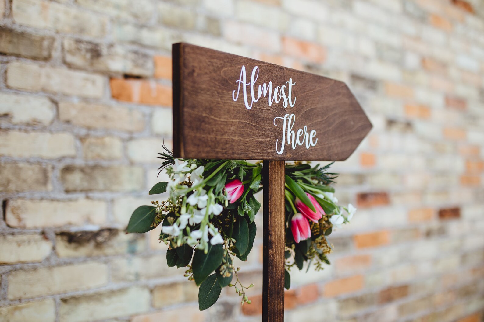 Almost There Directional Arrow Sign With Stake, Rustic Woodland Wedding ...
