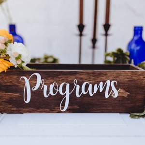 Programs Box, Wood Programs Box, Wood Programs Holder, Wedding Programs ...