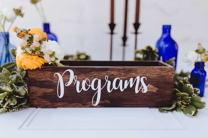 Programs Box, Wood Programs Box, Wood Programs Holder, Wedding Programs ...