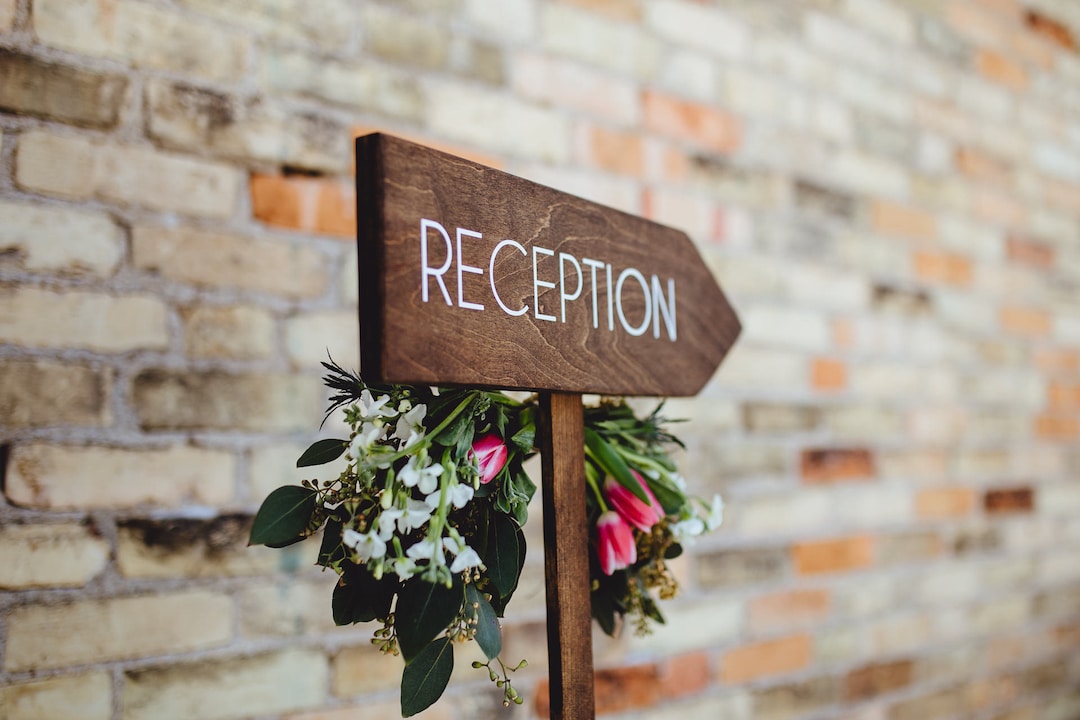 Reception Arrow Sign With Stake, Wedding Reception Rustic Wood Arrow ...