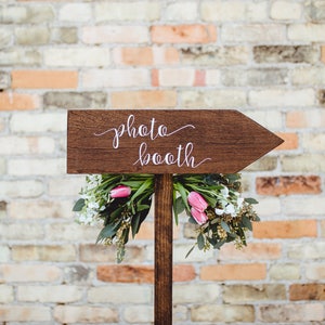 Wedding Photo Booth Directional Arrow Sign, Rustic Woodland Wedding ...
