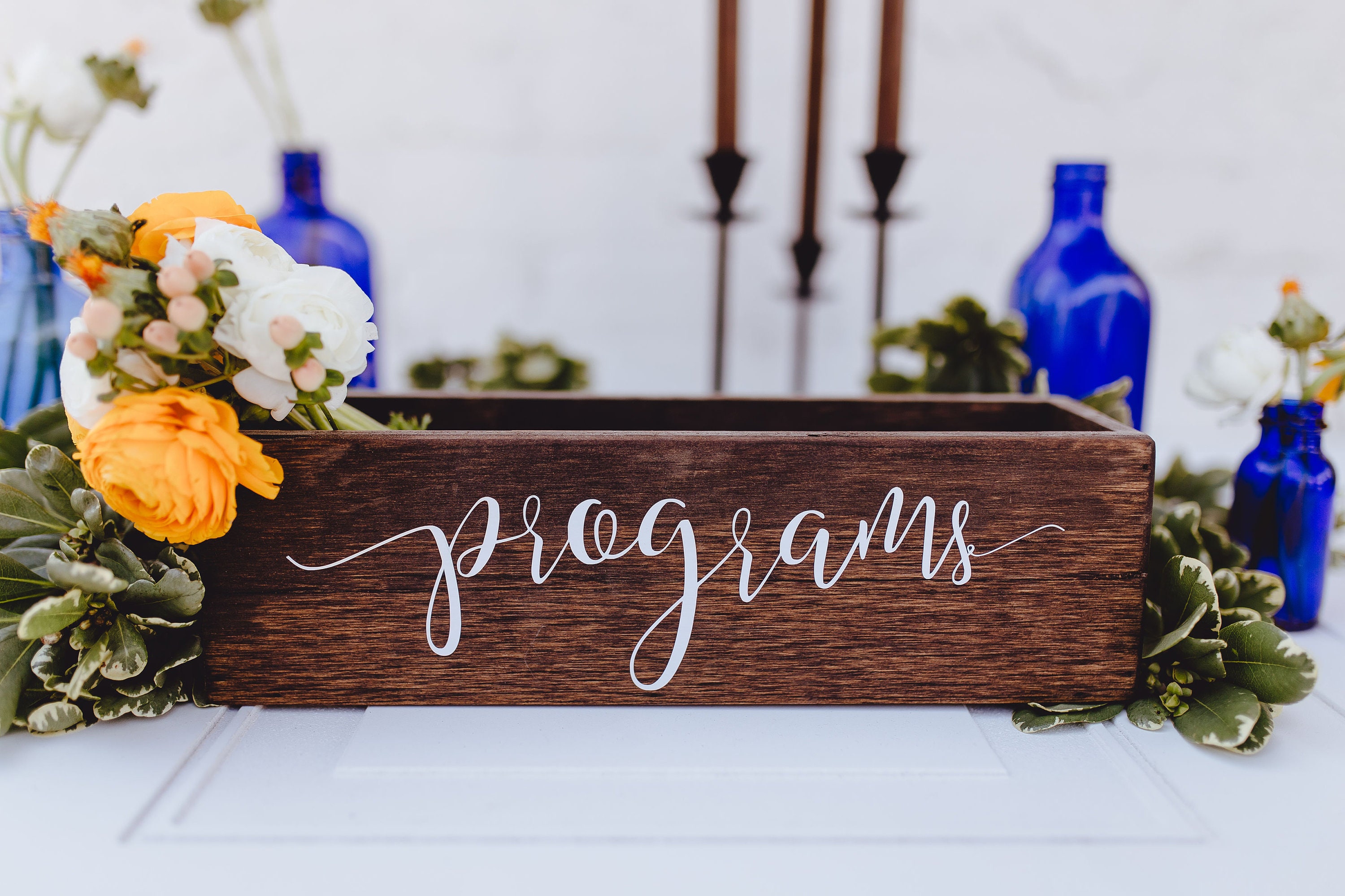Programs Box, Wood Programs Box, Wood Programs Holder, Wedding Programs ...