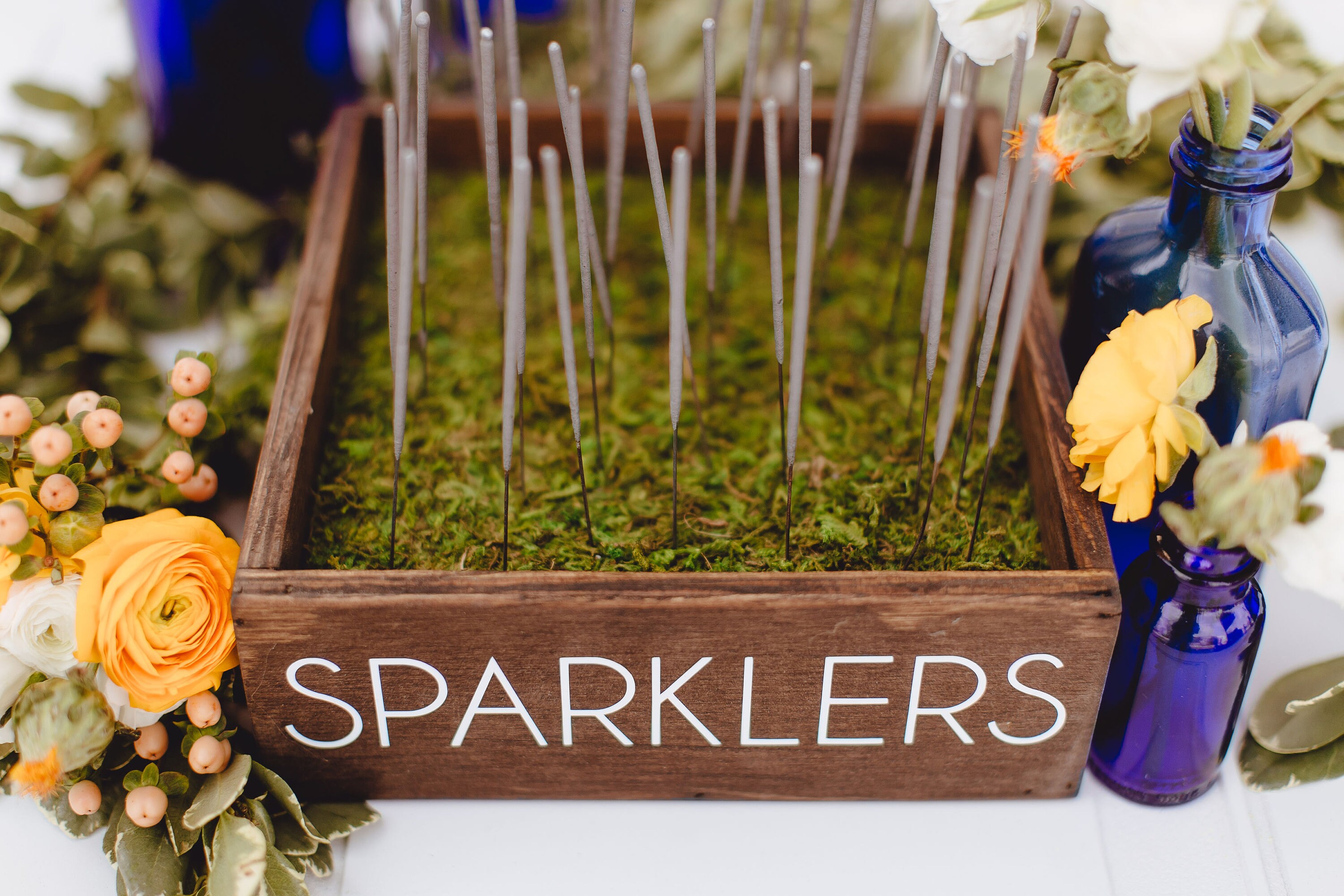 Wedding Sparklers Box, Barn Wood Sparklers Moss Box, Woodland Forest ...