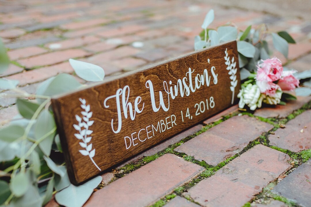 Last Name Rustic Sign, Wedding Date Woodland Sign, Wedding Gift Wood ...